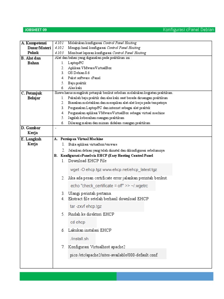 Konfigurasi Cpanel Debian 8: Jobsheet 09 | PDF