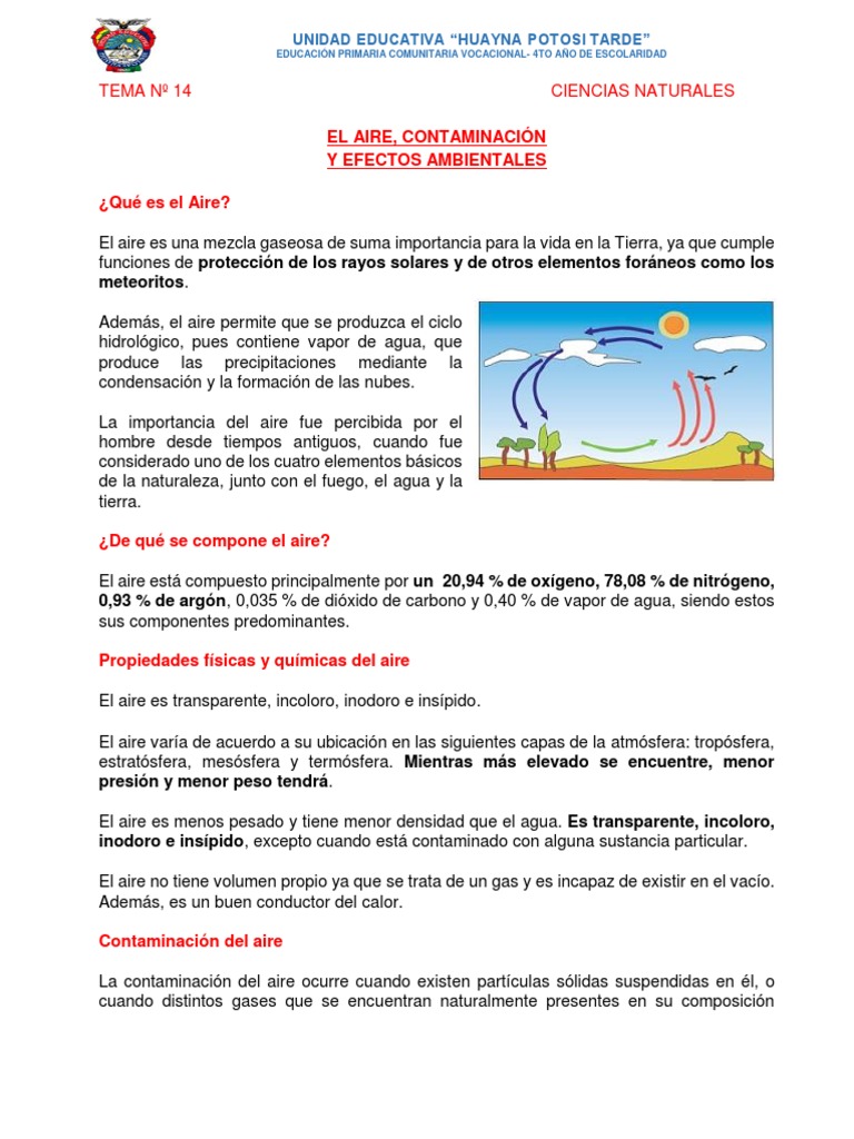 TEMA 14 El Aire | PDF | Atmósfera de tierra | Contaminación