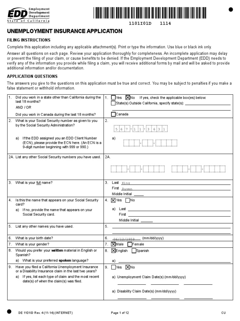 Unemployment Insurance Application: Filing Instructions | PDF ...