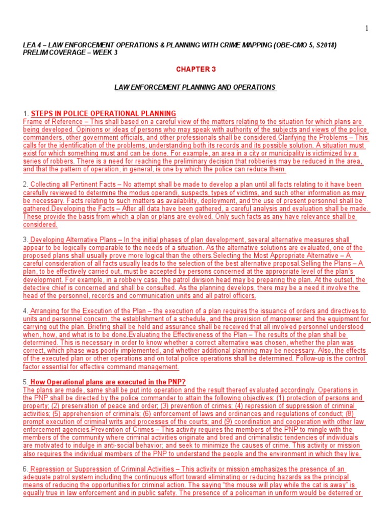 Steps in Police Operational Planning | PDF | Crimes | Crime & Violence