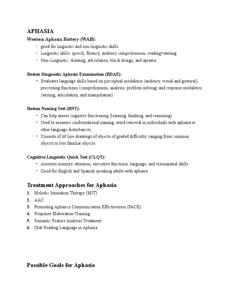 Aphasia: Western Aphasia Battery (WAB) | PDF | Aphasia | Stuttering