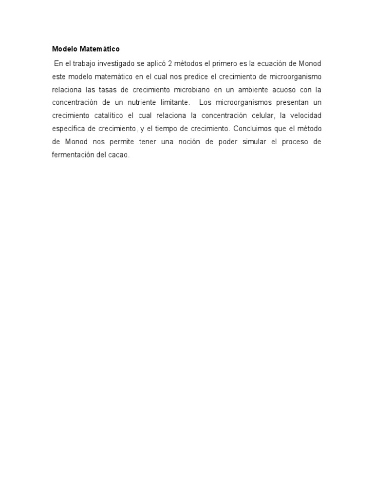 Modelo Matemático Monod | PDF