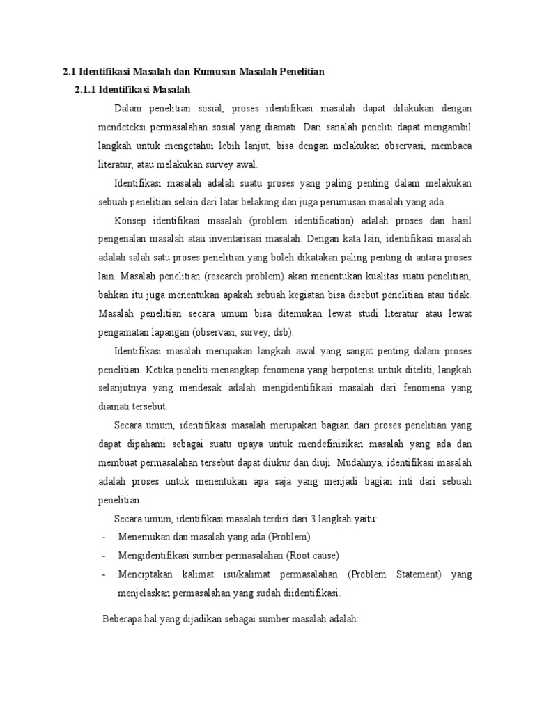 Identifikasi Masalah Dan Rumusan Masalah Penelitian | PDF