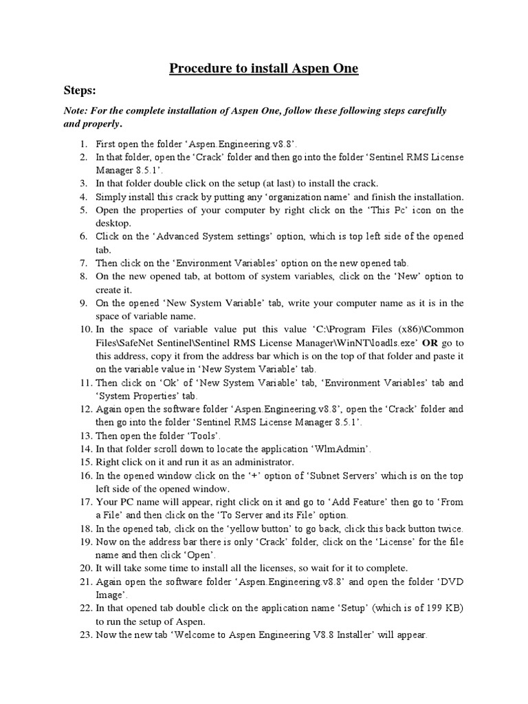 How To Install Aspen 8.6 | PDF | Computer File | Personal Computers