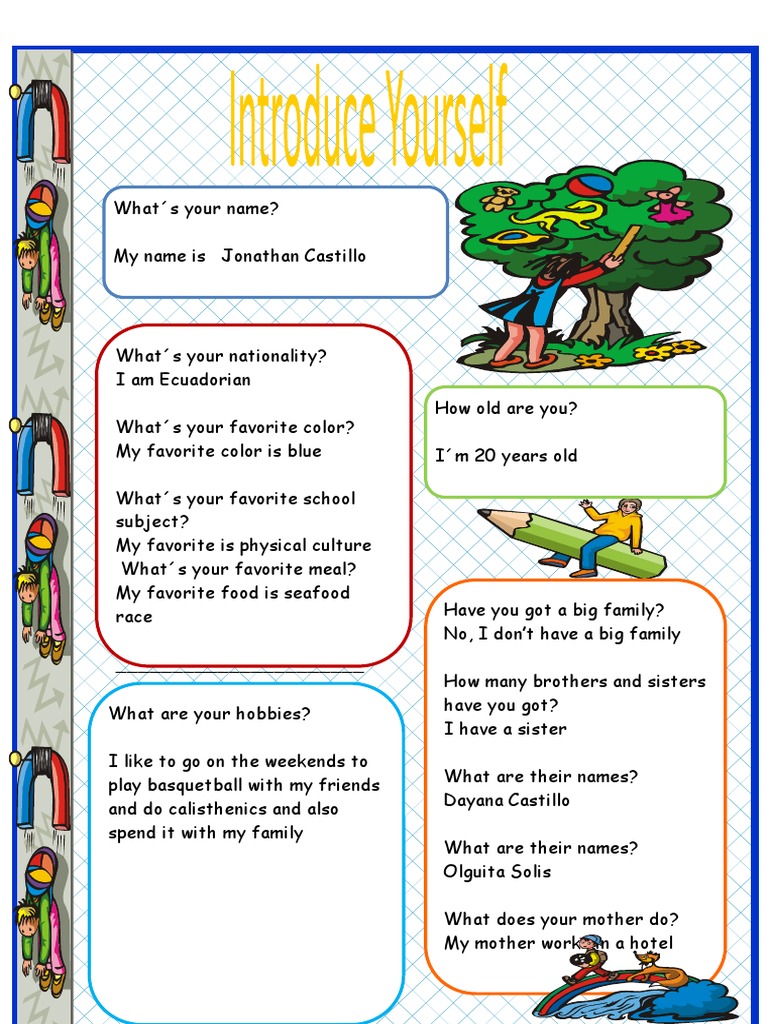 Introduce Yourself Fun Activities Games Grammar Drills - 16527 | PDF ...