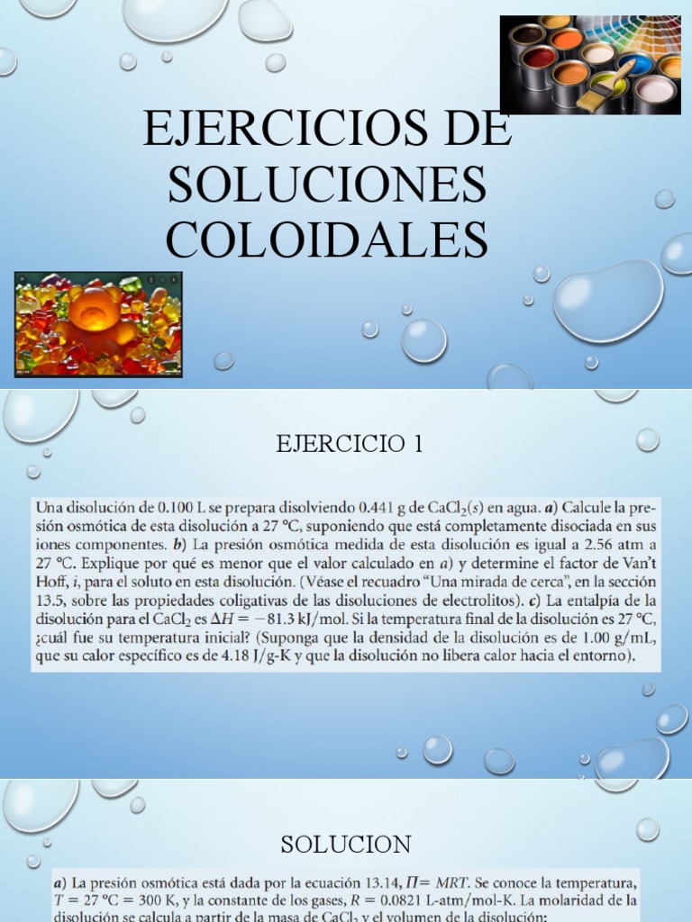 EJERCICIOS DE Soluciones Coloidales | PDF