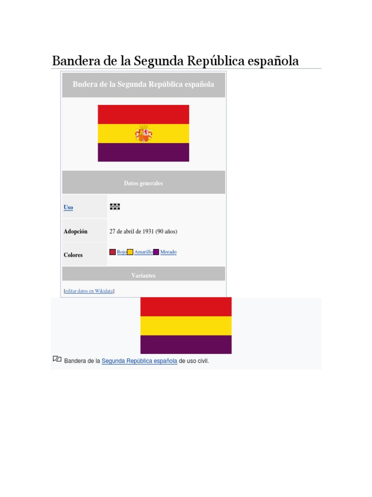 Bandera de La Segunda República Española | PDF | Gobierno de españa ...