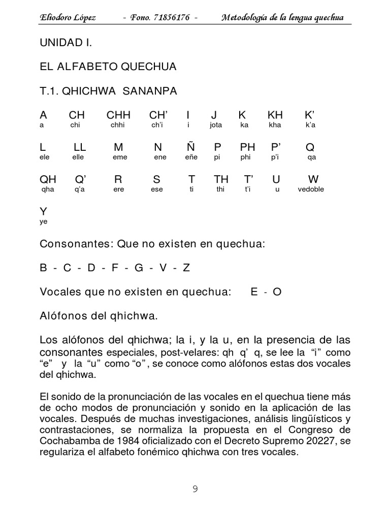 Metodo. de La Lengua Quechua 2015 | PDF