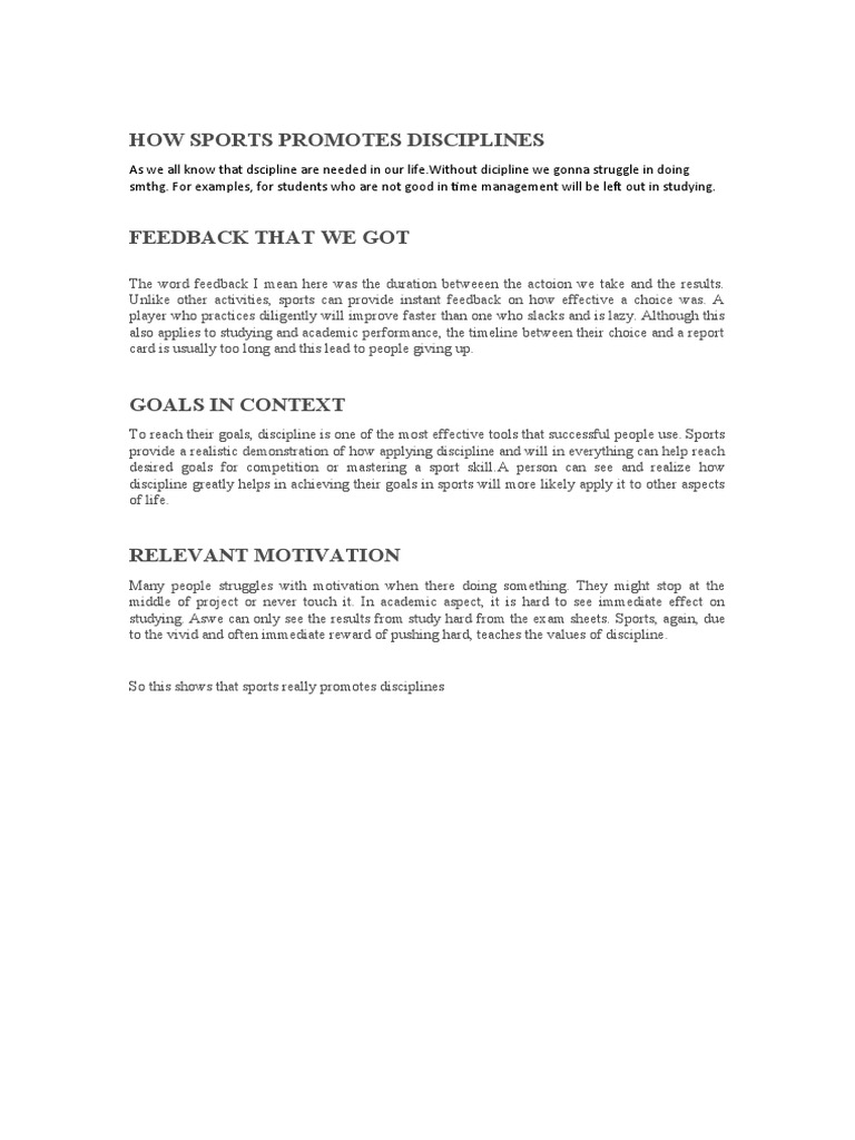 How Sports Promotes Disciplines | PDF