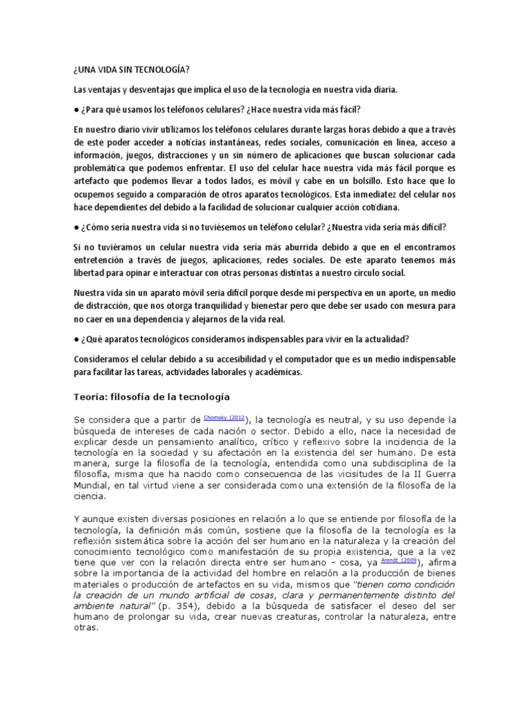 Una Vida Sin Tecnología | PDF | Existencia | Filosofía
