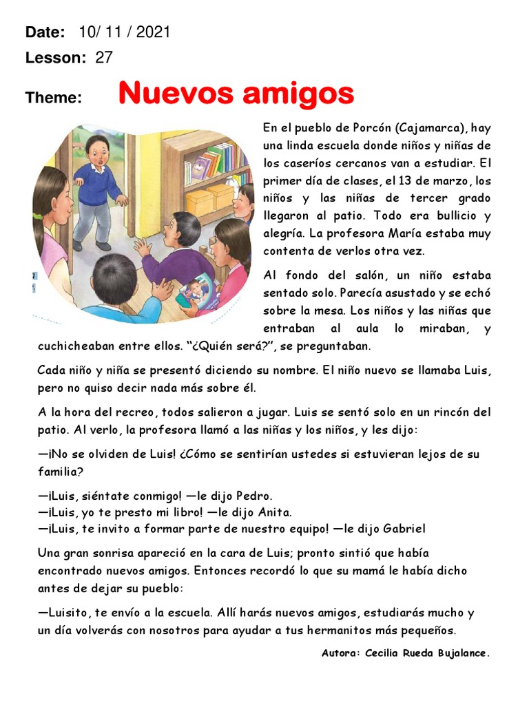 Nuevos amigos en la escuela | PDF