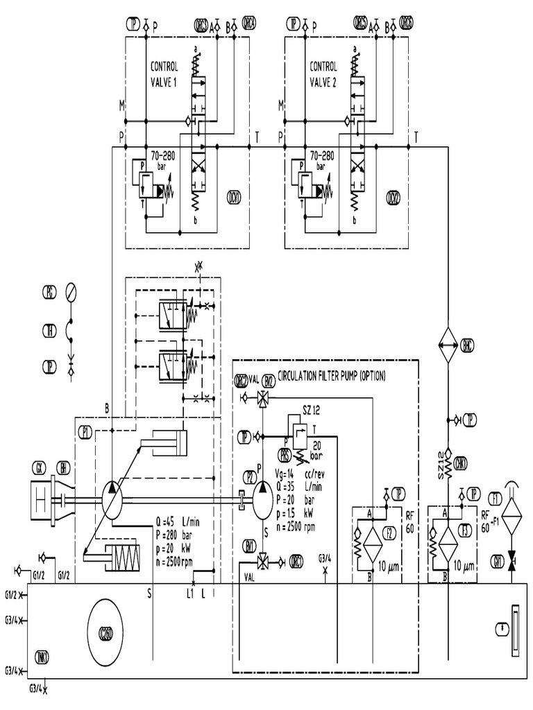 MTS Engine Driven Hydraulic Power Unit Schematic | PDF