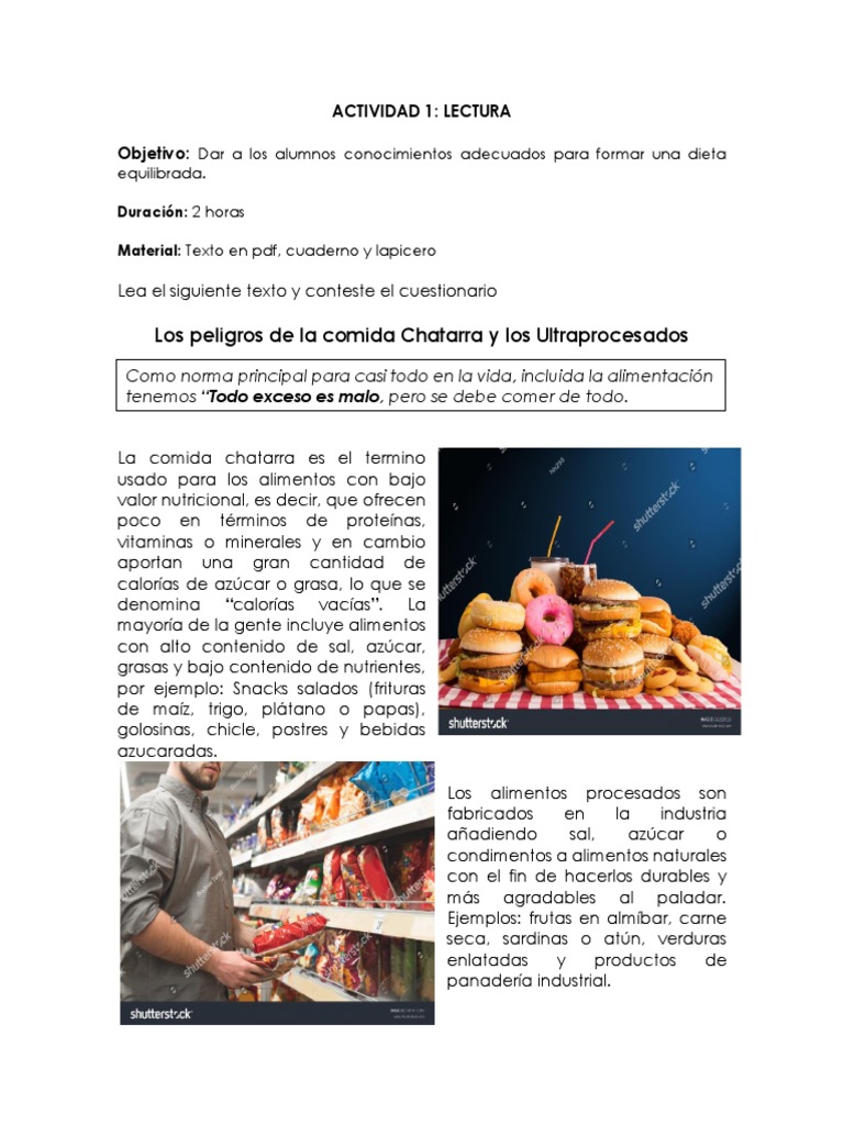Peligros de la Comida Chatarra | PDF | Alimentos | Comida chatarra