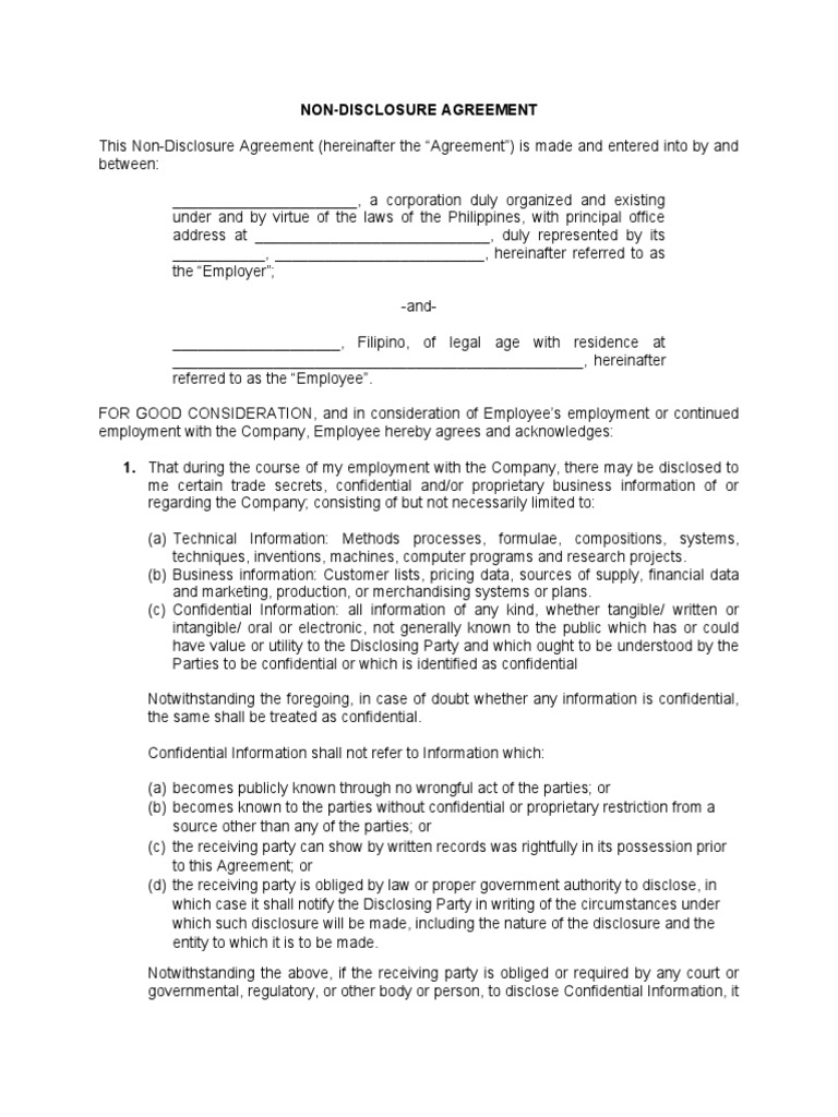 Template NDA | PDF | Non Disclosure Agreement | Government