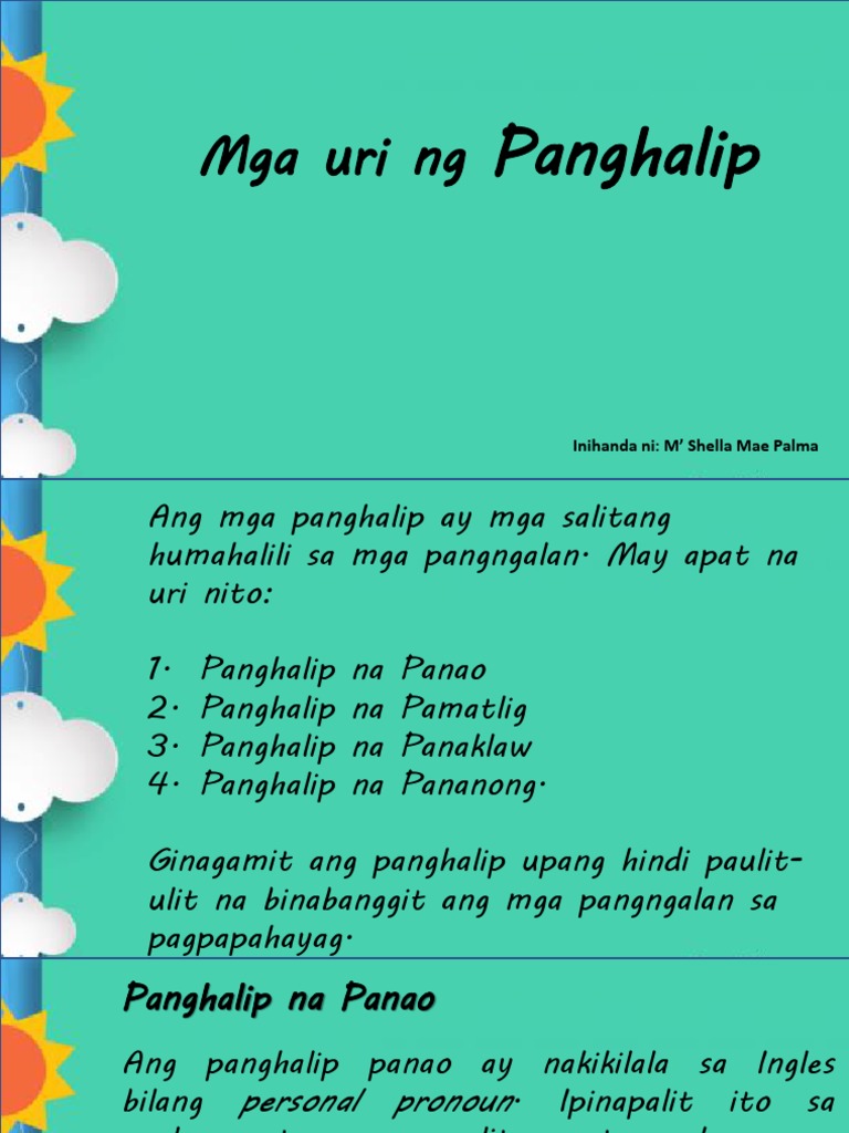 Uri at Gamit NG Panghalip Sa Pangungusap | PDF