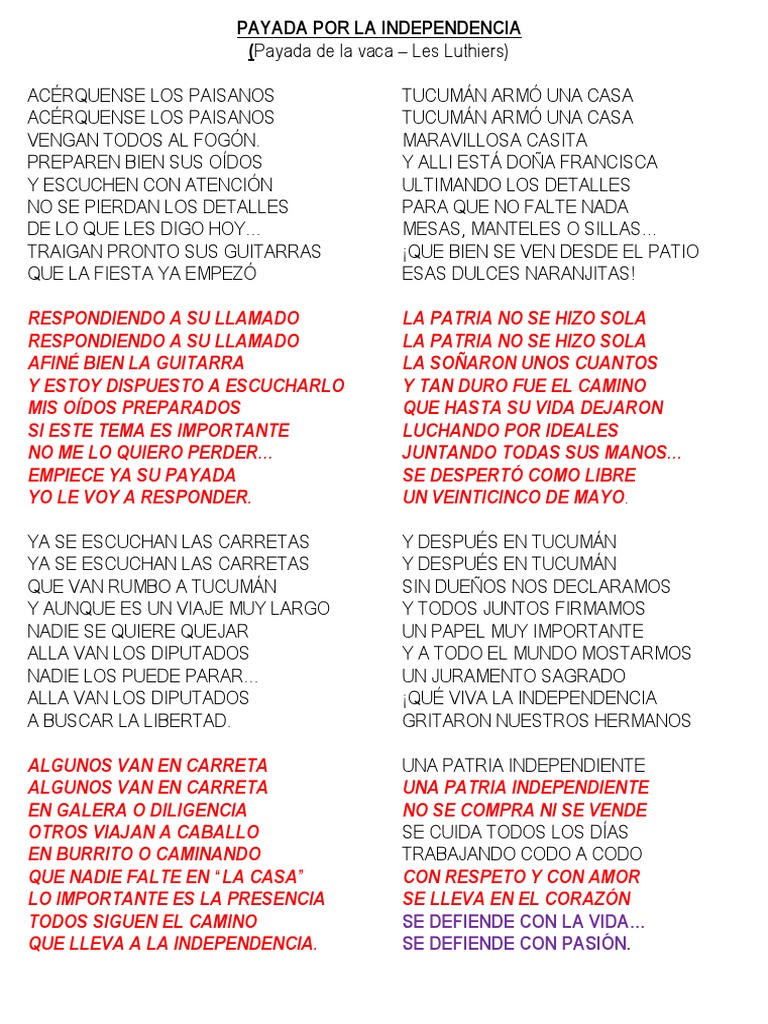 Payada Por La Independencia - Payada de La Vaca | PDF