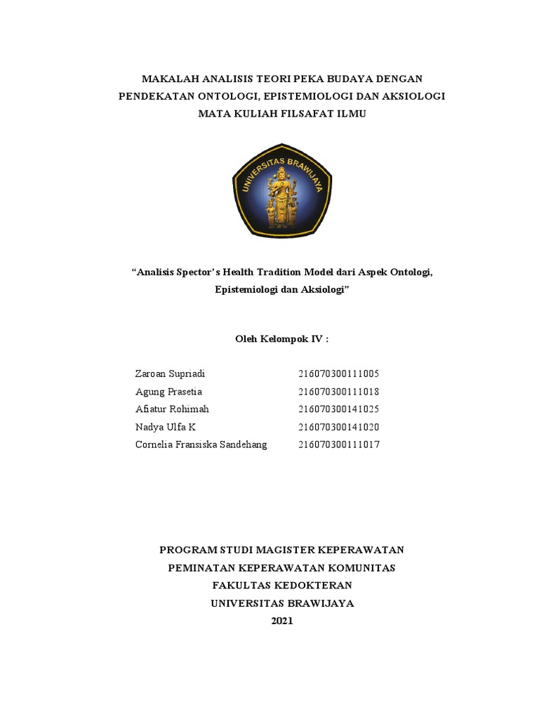 Analisis Spector’s Health Tradition Model dari Aspek Ontologi ...