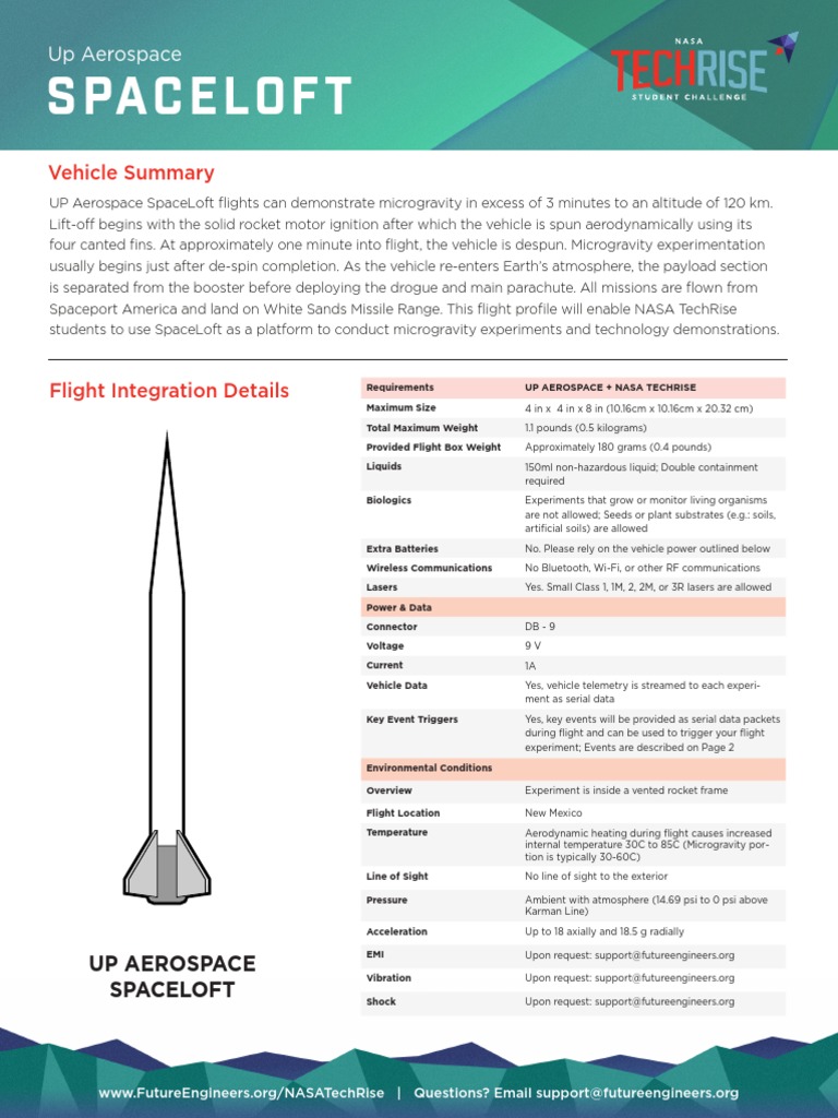 Spaceloft: Vehicle Summary | Download Free PDF | Rocket | Flight