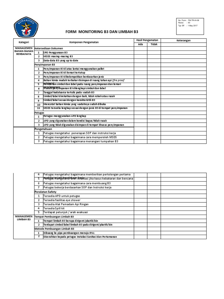 FORM 12 Monitoring B3 Dan LB3 | PDF
