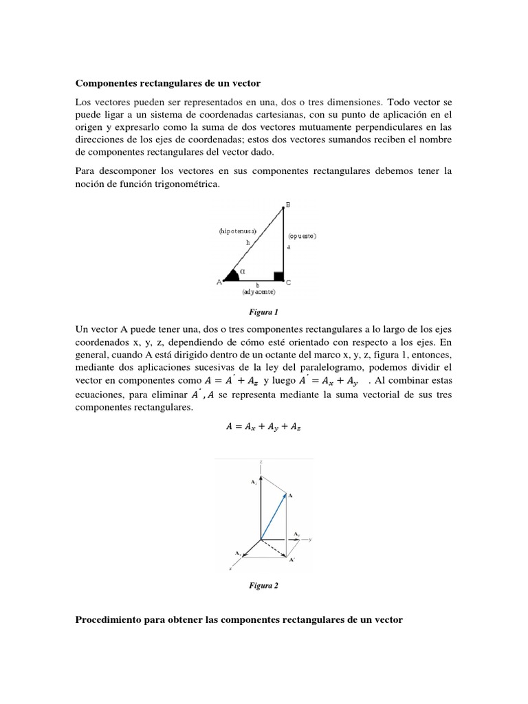 Componentes Rectangulares de Un Vector | PDF | Vector Euclidiano ...