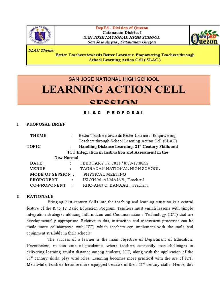 Learning Action Cell Session: San Jose National High School | PDF | Educational Technology ...