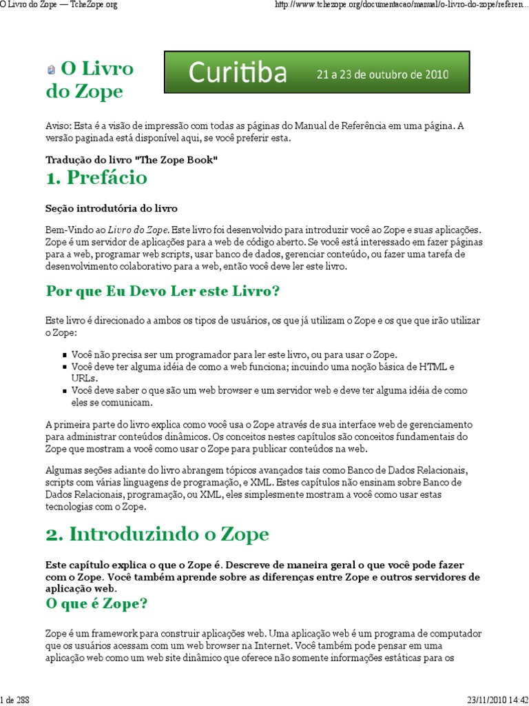 (E-Book PTBR) (Zope) O Livro Do Zope | PDF | Rede mundial de ...