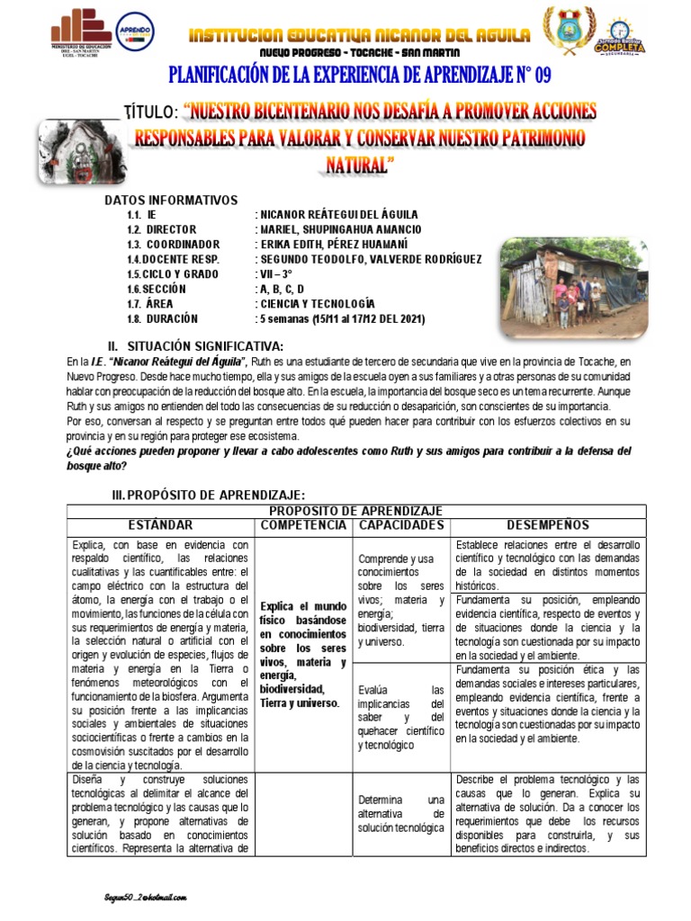 Planificación de Experiencias de Aprendizaje #09 - 3° - CyT | PDF | Aprendizaje | Importar