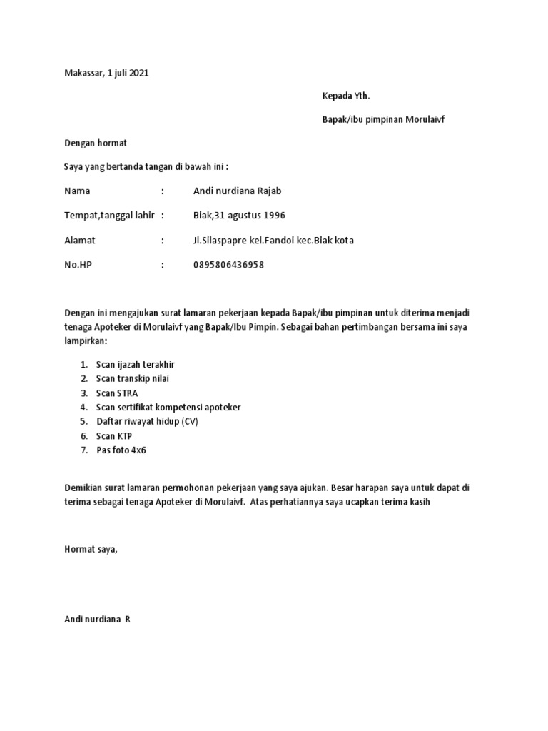 Lamaran Morulaivf-Dikonversi-Dikompresi | PDF