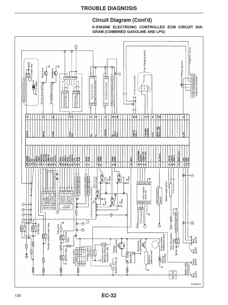 K-Engine Electronic Controlled Ecm Circuit Diagram (Combined Gasoline ...