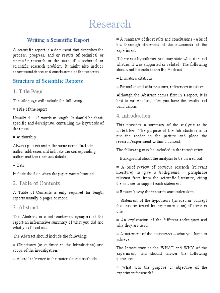 Research: Writing A Scientific Report | PDF | Experiment | Scientific ...