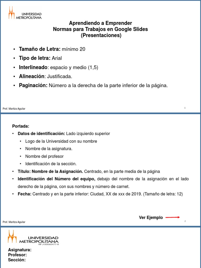 Normas para Presentaciones Google Slides | PDF