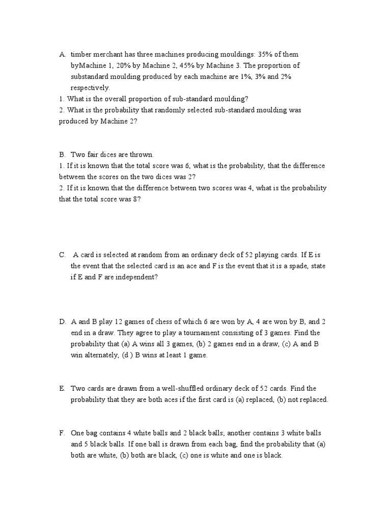 Probability Problems and Solutions | PDF | Teaching Methods & Materials