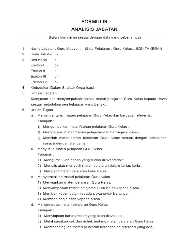 Analisis Jabatan Fungsional Guru Kelas Madya | PDF