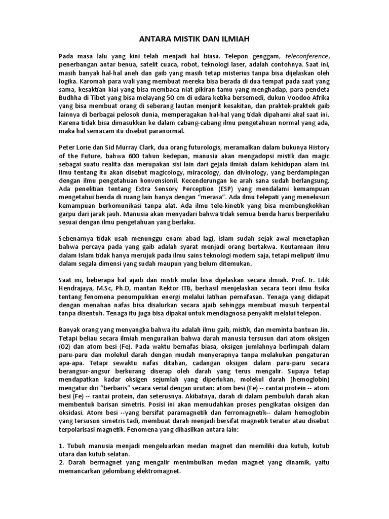 Antara Mistik Dan Ilmiah | PDF
