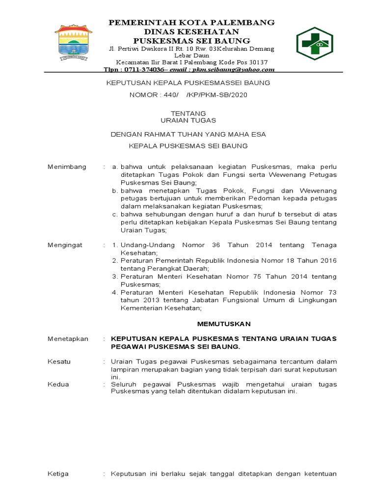 SK Uraian Tugas | PDF