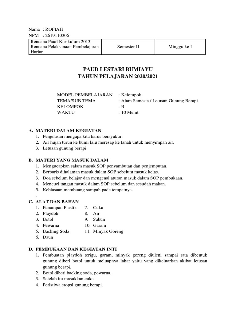 RPPH Alam Semesta Letusan Gunung Berapi | PDF