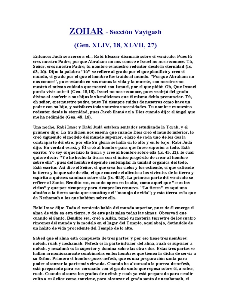 ZOHAR (Genesis Oculto) | PDF | Oración | Jacob