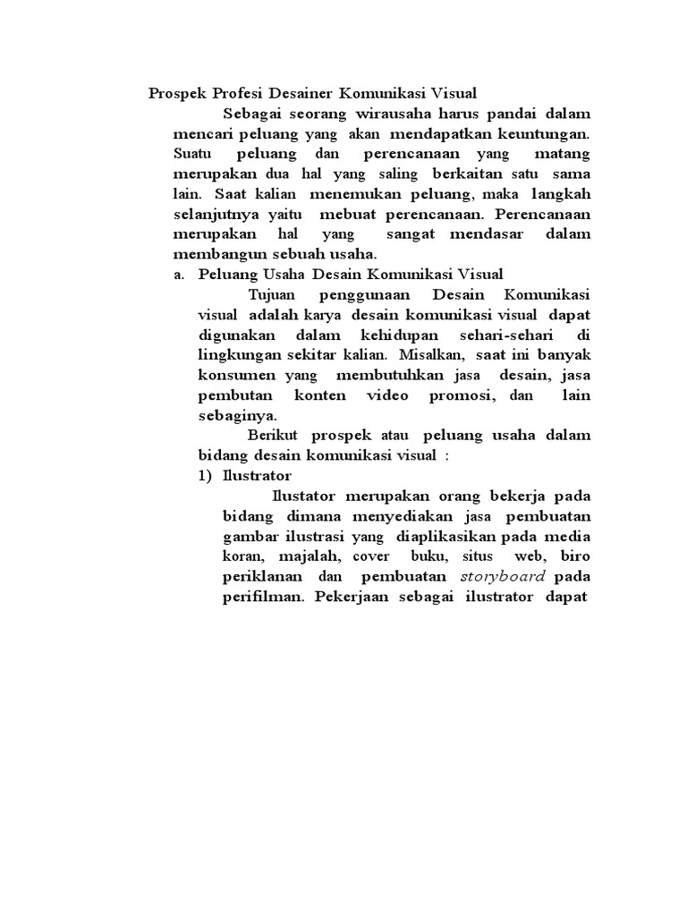 Prospek Profesi Desainer Komunikasi Visual | PDF | Bisnis | Seni