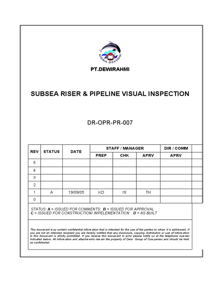 Subsea Riser Pipeline Visual Inspection Procedure | PDF | Underwater ...