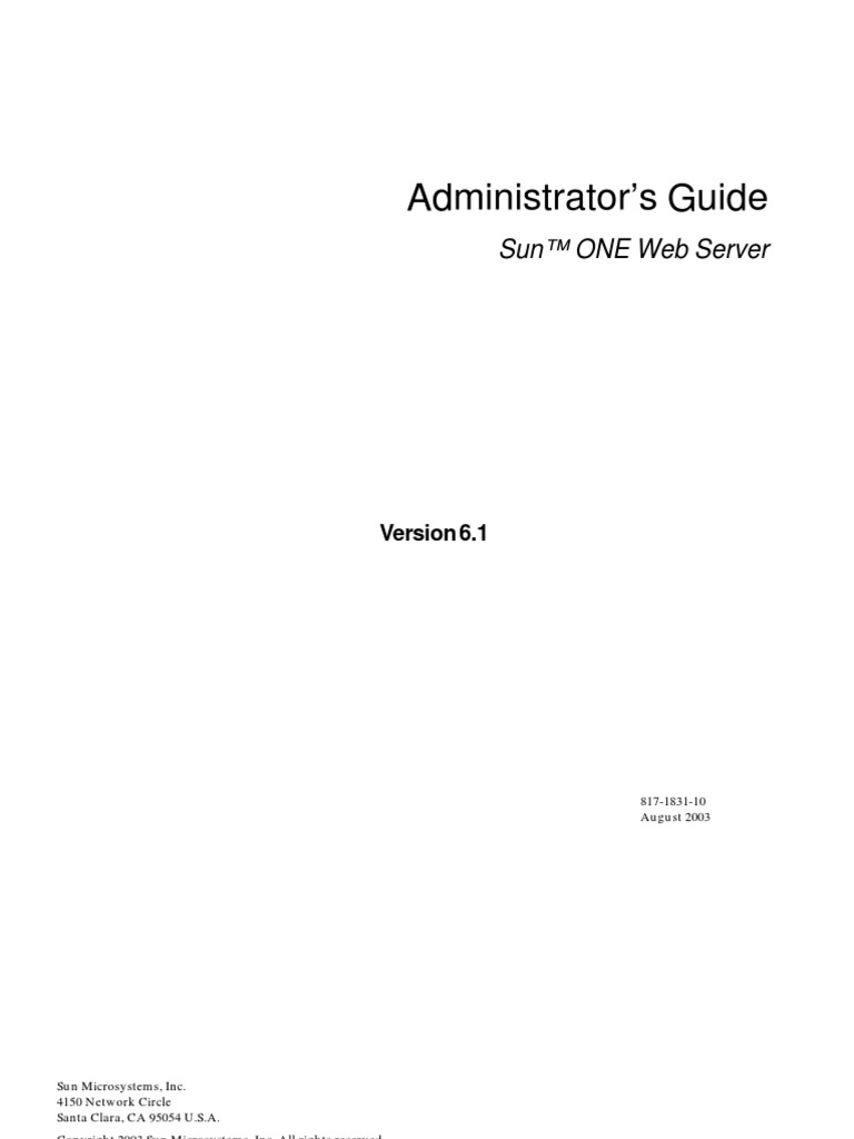 Sun ONE Web Server 6.1 Administrator's Guide | PDF | Java Server Pages ...