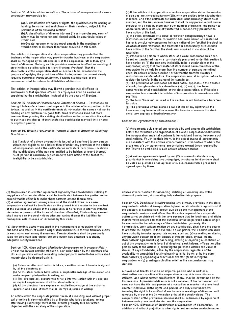 Section 96 | PDF | Corporations | Board Of Directors