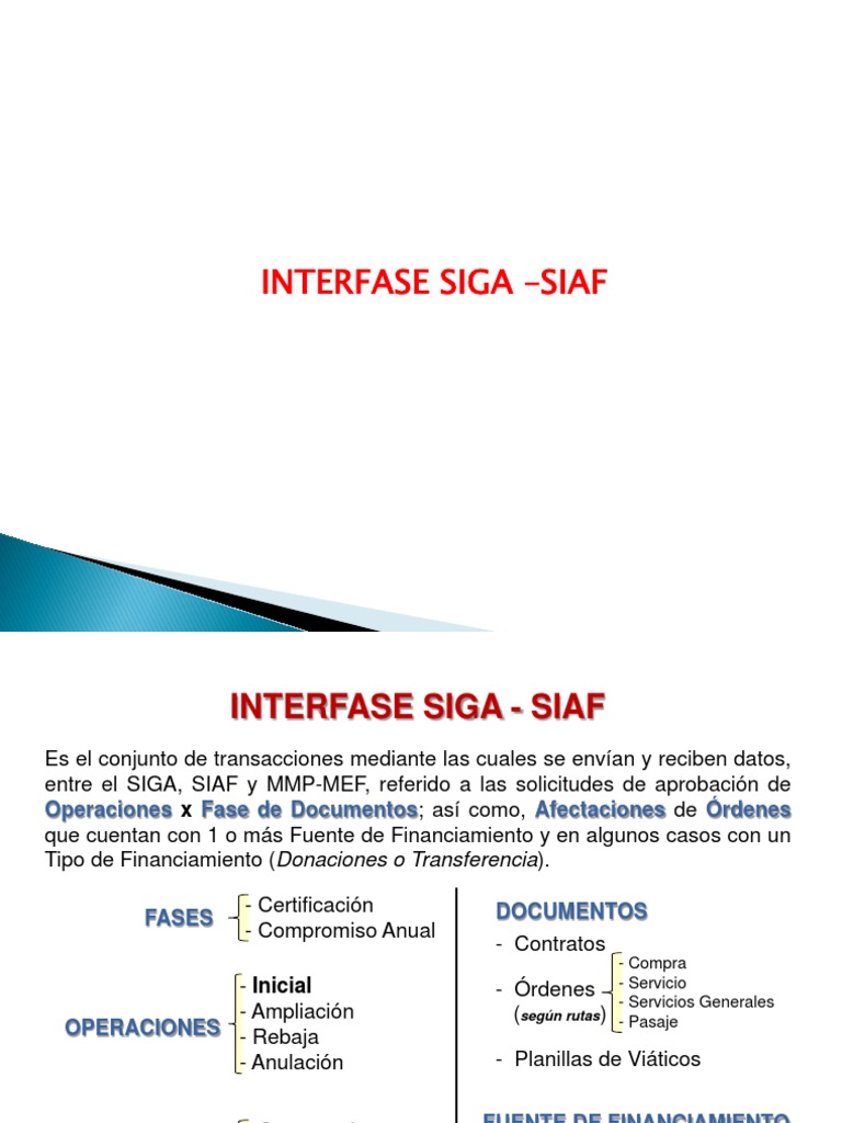 Interfaz SIGA-SIAF: Documento explicativo de la interfaz entre los ...