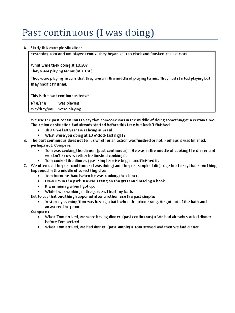 Unit 12 Past Continuous (I Was Doing) | PDF | Linguistics