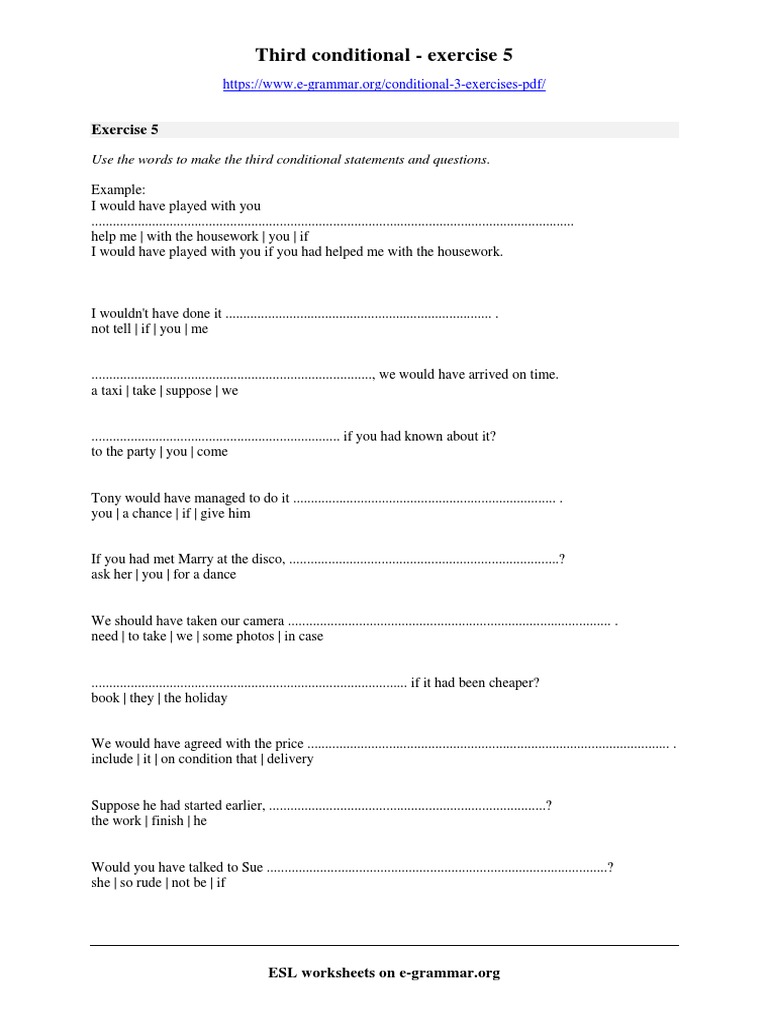 Third Conditional - Exercise 5 | PDF