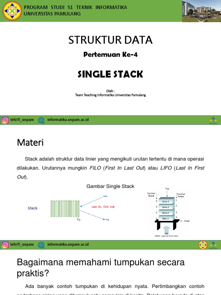 Struktur Data Stack LIFO/FILO | PDF | Metode & Bahan Ajar | Teknologi & Rekayasa