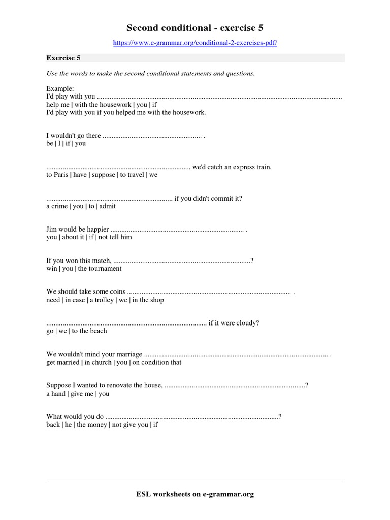 Second Conditional - Exercise 5 | PDF | Home & Garden