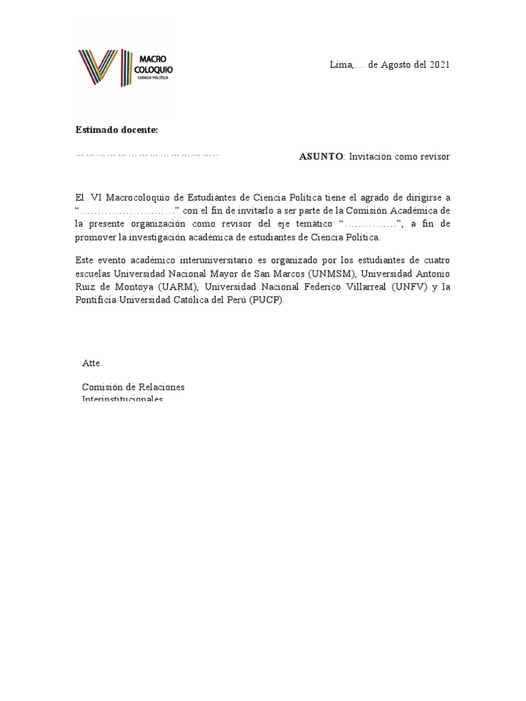 Invitación Revisores | PDF