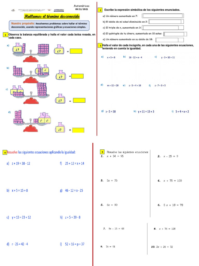 Resolver incógnitas con ecuaciones | PDF