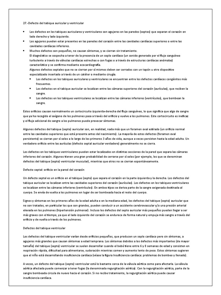 Defectos del Tabique Auricular y Ventricular | PDF | Corazón ...