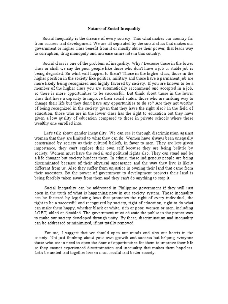 Argumentative Essay | PDF | Discrimination & Race Relations | Social ...